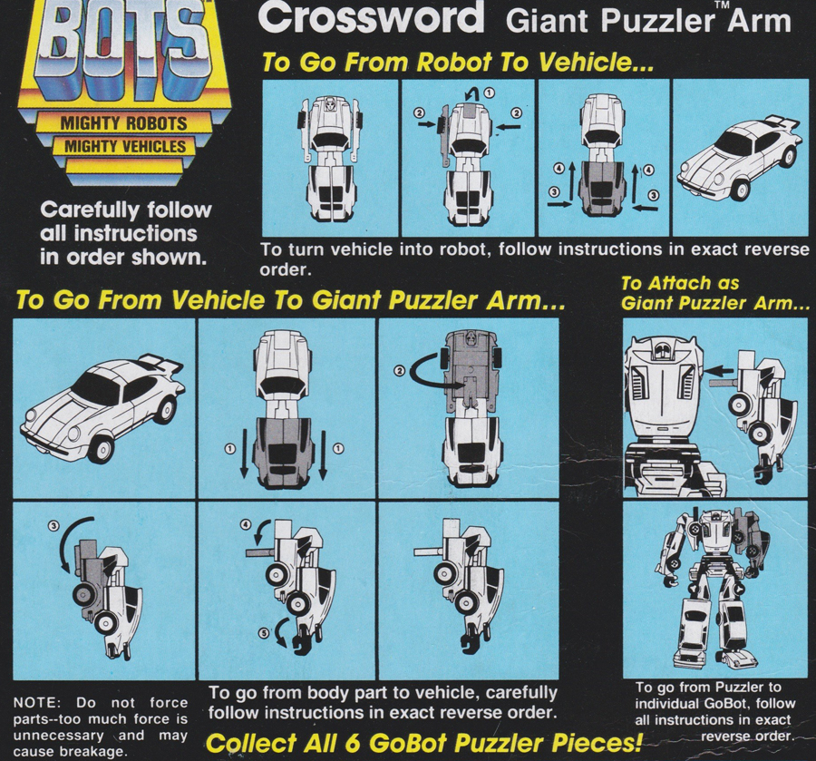 Puzzler Cross Word (GoBots, Tonka GoBots, Renegade) | Transformerland.com - Collector's Guide ...